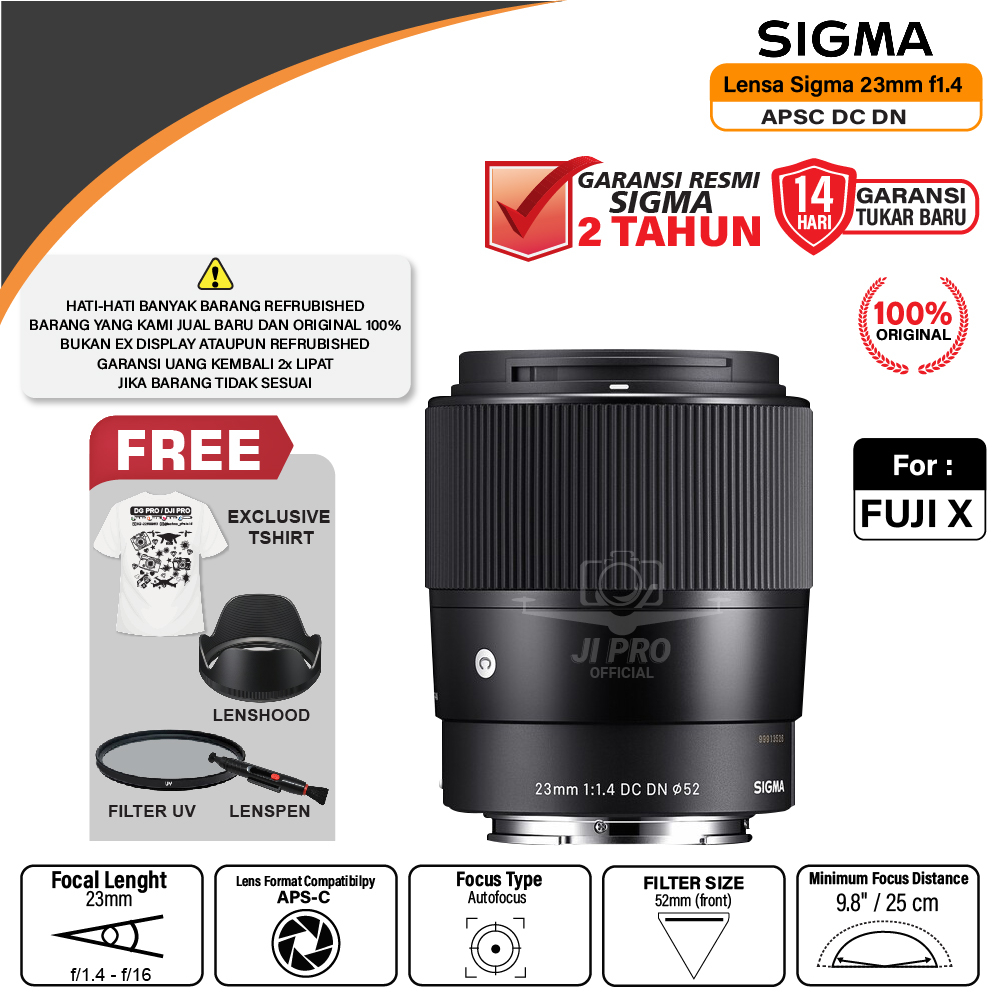 Jual Sigma 23mm f1.4 for Fuji X APSC DC DN Contemporary Fujifilm Resmi ...