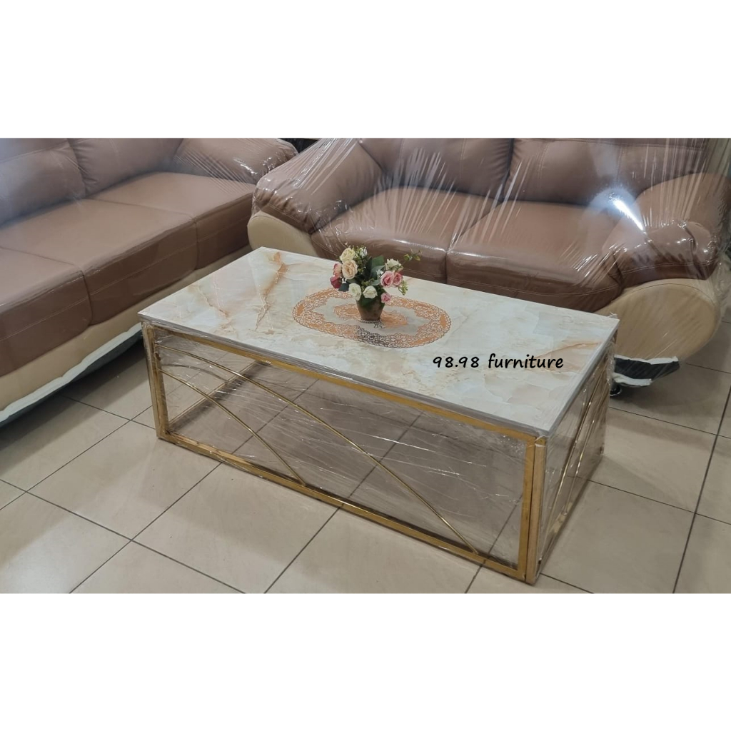 Jual Meja Tamu Granit Kaki Stainless Gold Ukuran Besar 60Cm x 120Cm ...