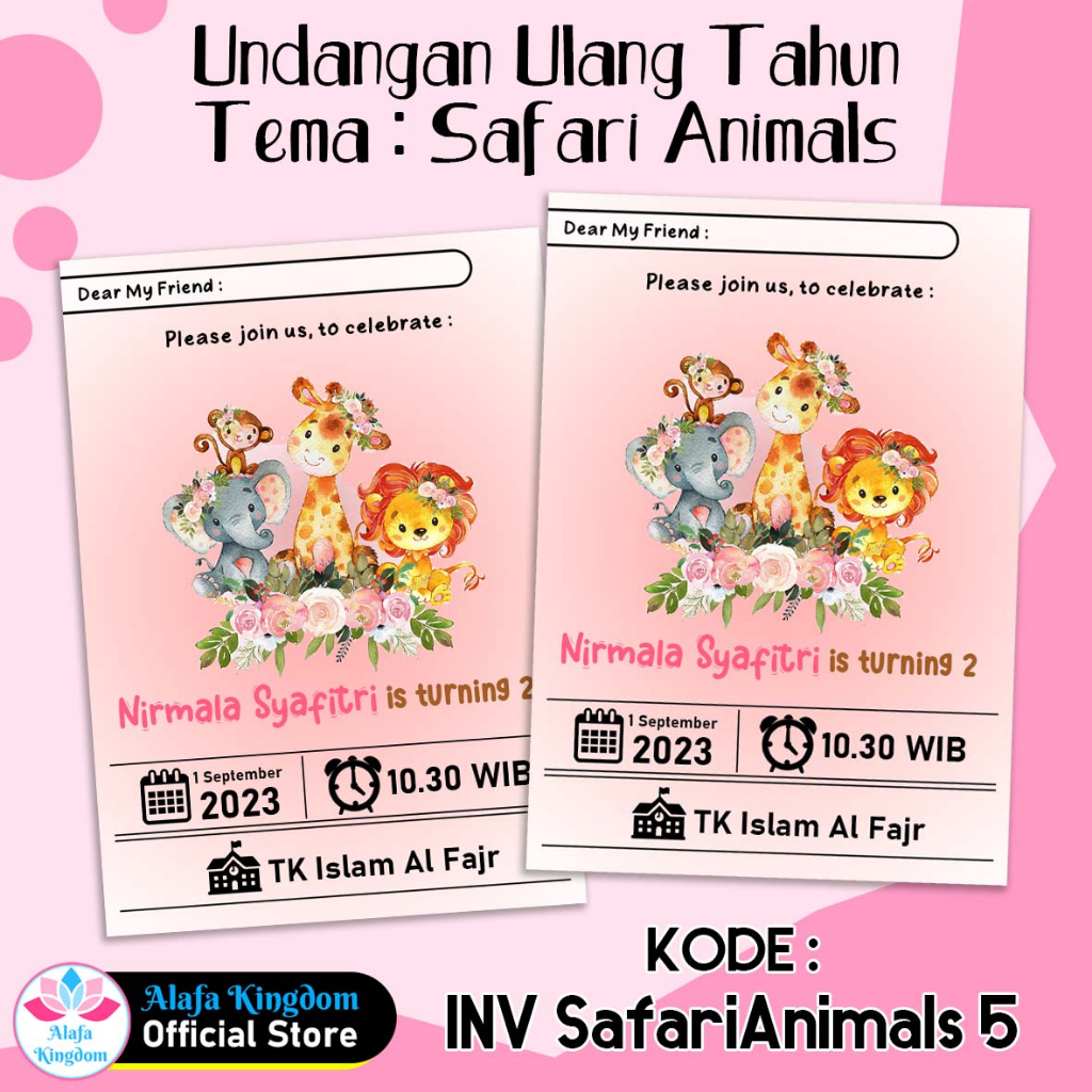 Jual alafakingdom - Undangan Ulang Tahun Ultah Anak Safari Animals ...