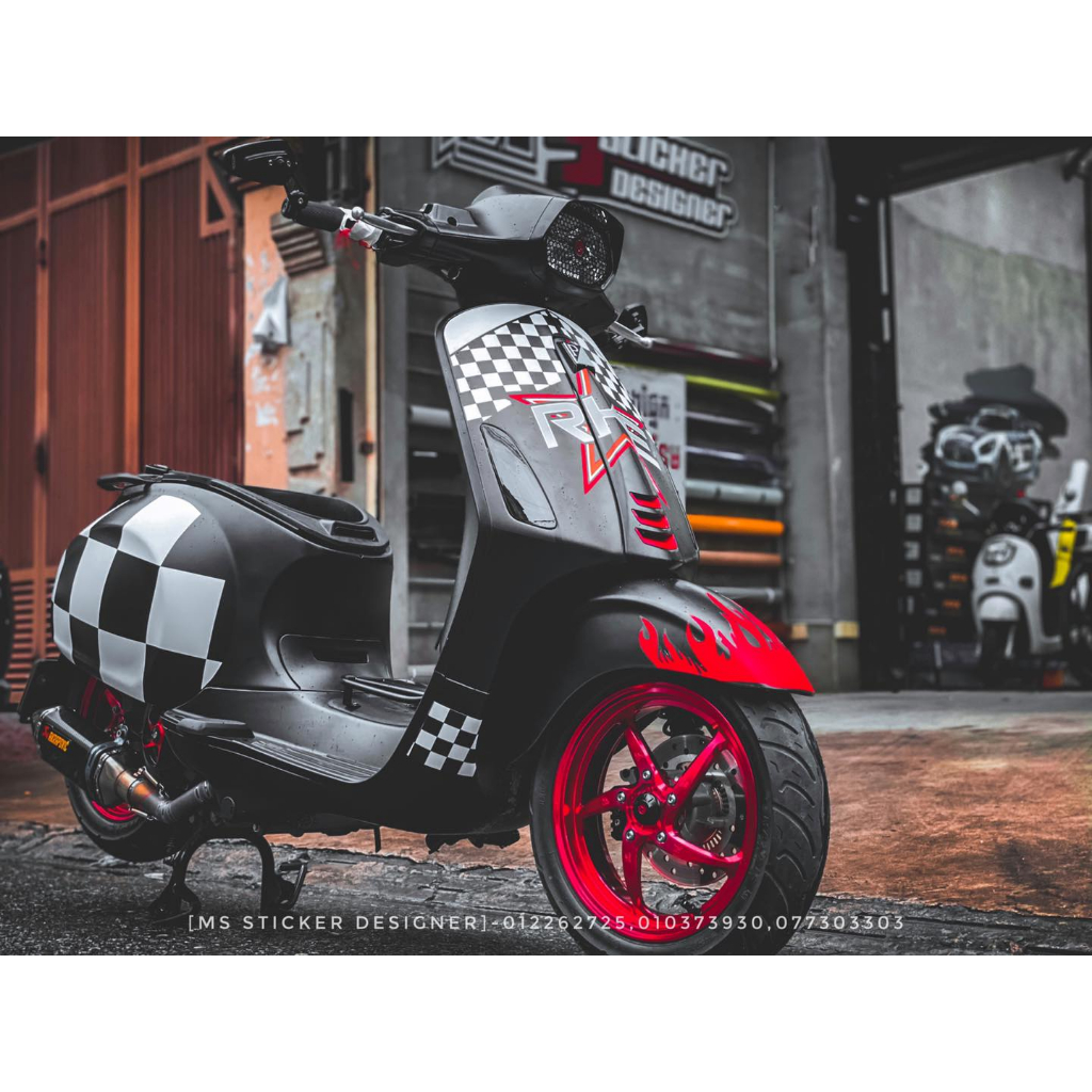 Jual DECAL FULLBODY CUSTOM VESPA MATIC FIRE DICE | Shopee Indonesia