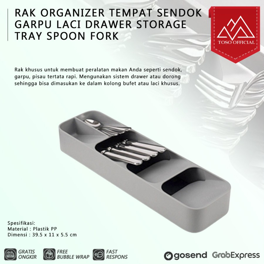 Jual RAK ORGANIZER TEMPAT SENDOK GARPU LACI DRAWER STORAGE TRAY SPOON ...