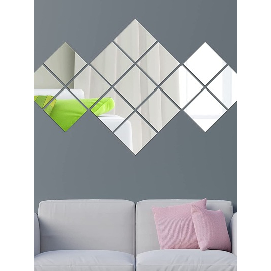 Jual Sticker Kaca Cermin Rias Dekorasi Dinding 3D Model Square Mirror ...