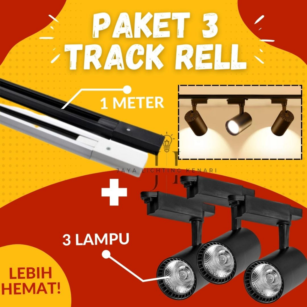 Jual LAMPU TRACK RELL LED 1 M SPOTLIGHT 10W 20W 30W / LAMPU TRACK RELL ...