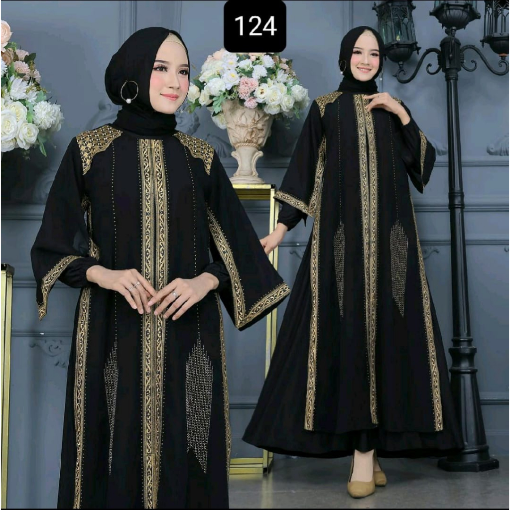 Jual Abaya premium terbaru gamis arab abaya turkey bordir 124 | Shopee ...