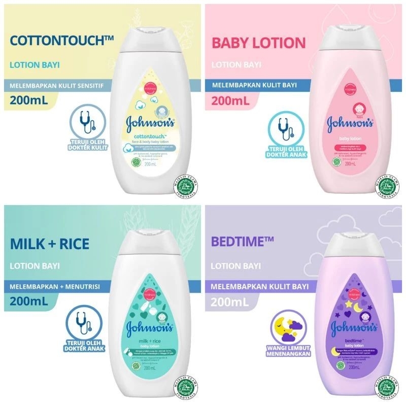 Jual Johnson's Baby Lotion 200 ml (Reguler/Bedtime/Milk & Rice ...