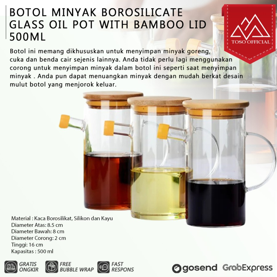 Jual Botol Minyak Kecap 500ml Glass Bottle Oil Dispenser With Bamboo ...