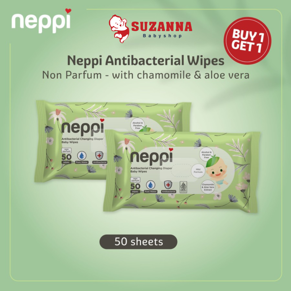 Jual Neppi Antibacterial Changing Diaper Baby Wipes Non Parfum 50Wipes ...