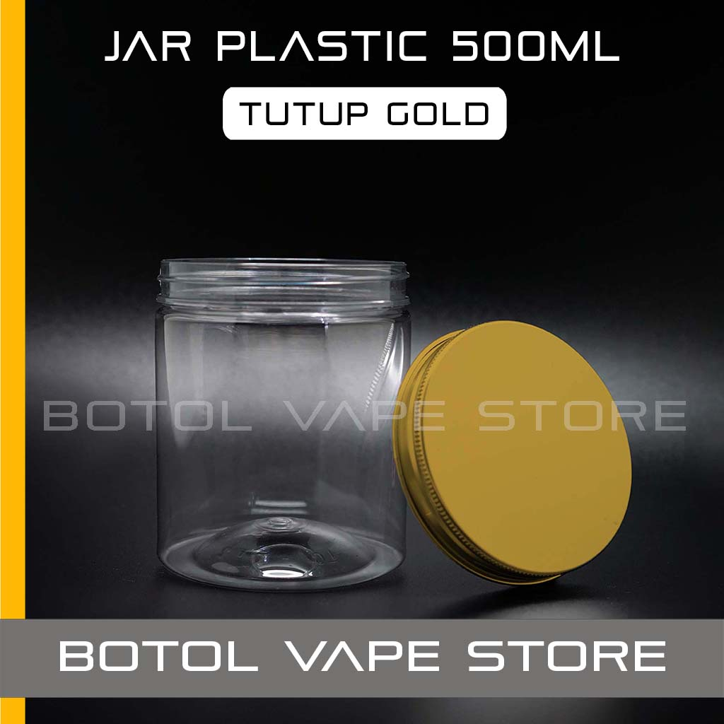 Jual Botol Jar Toples PLASTIC/Plastik Jar 500ml Tutup GOLD (NEW ...