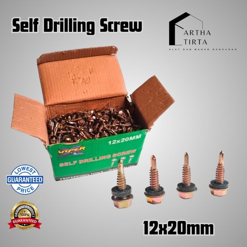 Jual Baut Drilling 12x20 12x25 1 Box isi 400 pcs / Baut Roofing Drilling Galvalum Baja Ringan 2 ...