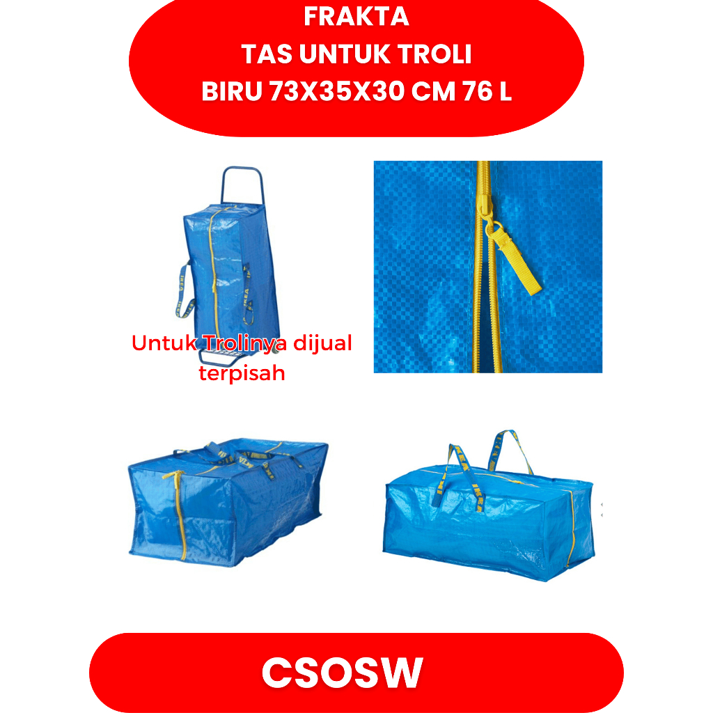 Jual Tas Kantong Fr Troli Besar Serba Guna Biru Blue Trolley Zipper Bag ...