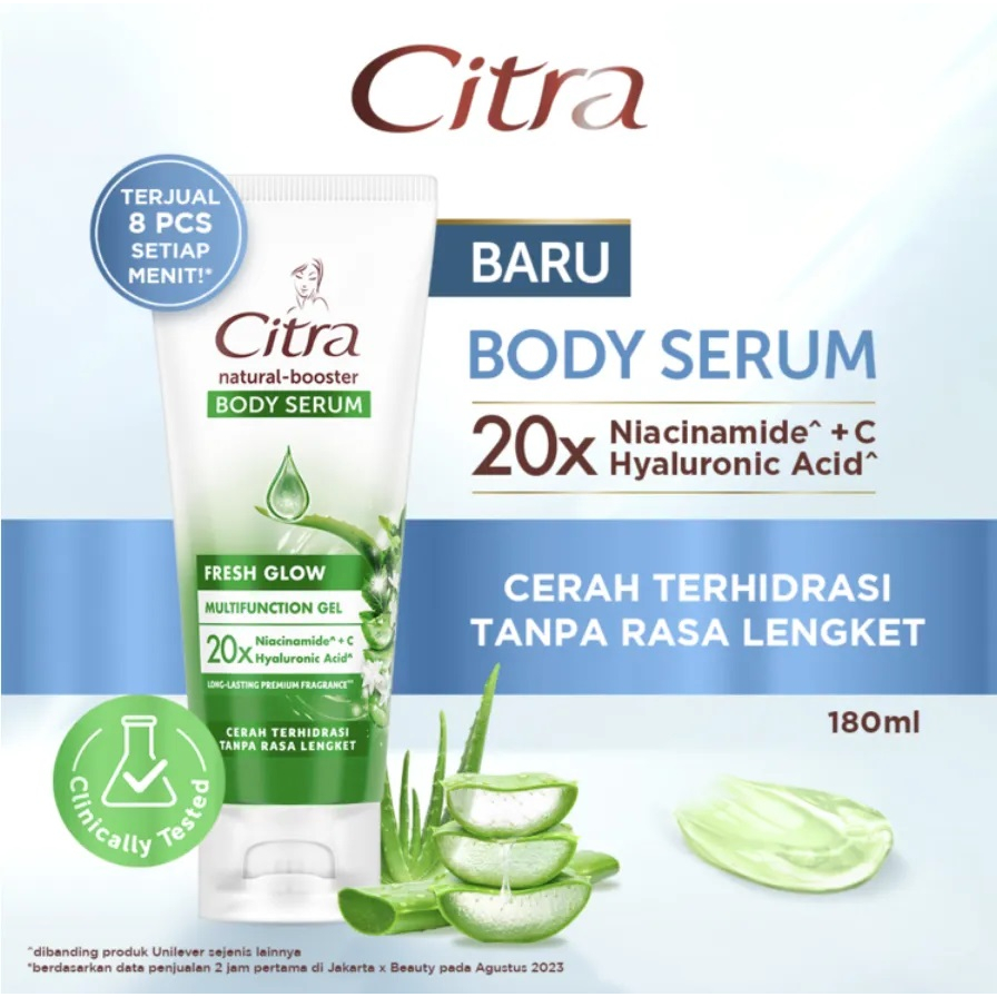 Jual CITRA ALOE VERA FRESH GLOW BODY SERUM MULTIFUNCTION GEL NOURISH UV FACE & BODY LOTION 100ml ...