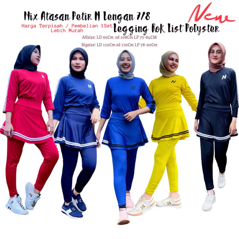 Jual Mix Atasan Baju Senam N Petir dan Legging Rok Senam Model List ...
