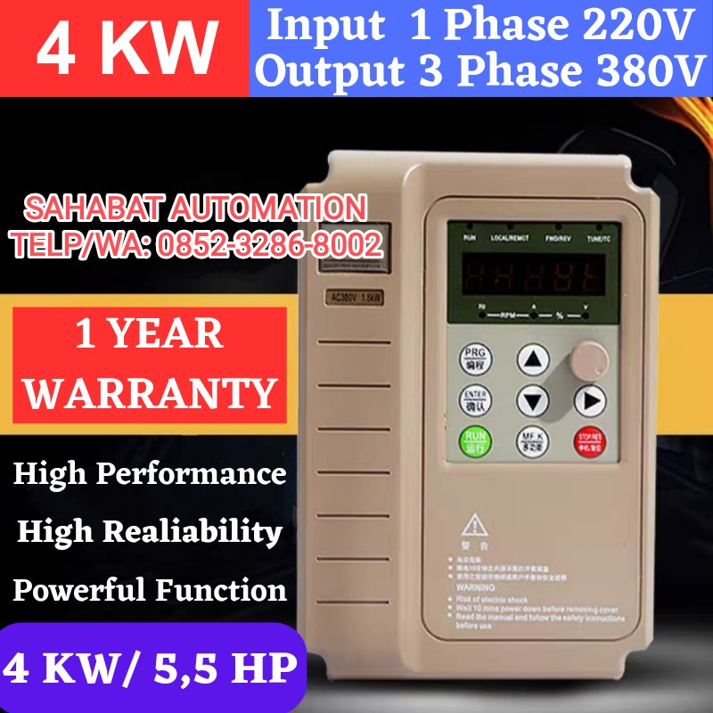 Jual Inverter 220V to 380V 4 KW 5,5HP 5,5 HP Inverter 220V Ke 380V 4KW 5.5HP 5.5 HP Input 1 ...