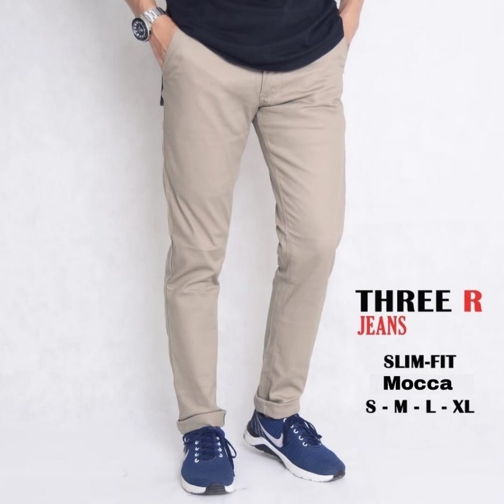 Jual Celana Chino Panjang Pria Slim fit Cream Hijau Army Green Harian Kantor Santai Liburan ...