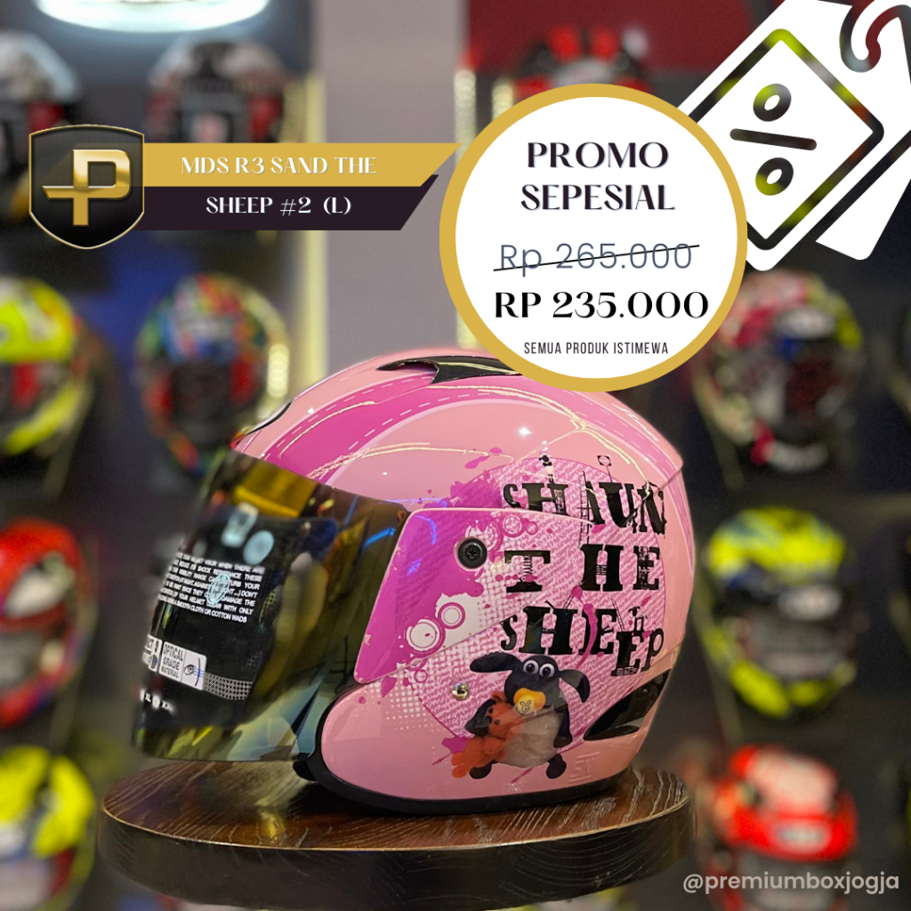 Jual HELM MDS SPORT R3 SHAUN THE SHEEP 02 PK PASTEL / HELM HALF / HELM ...