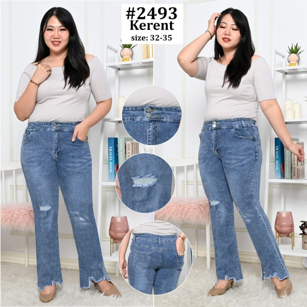 Jual Celana panjang cewek model Cutbray jeans import dengan kode 2493 ...