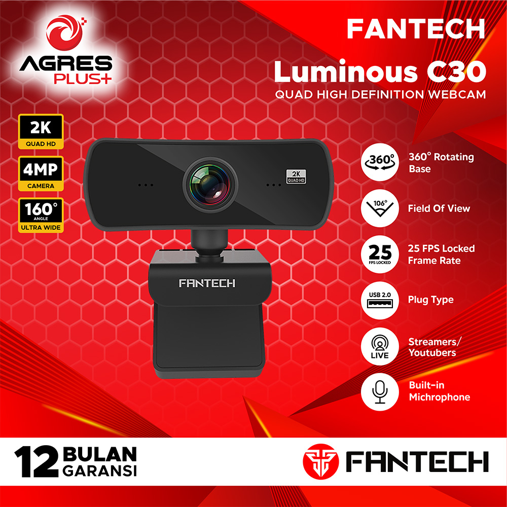 Jual FANTECH Webcam 2K 4MP Mic Luminous C30 QHD 1440P USB 2.0 AGP ...
