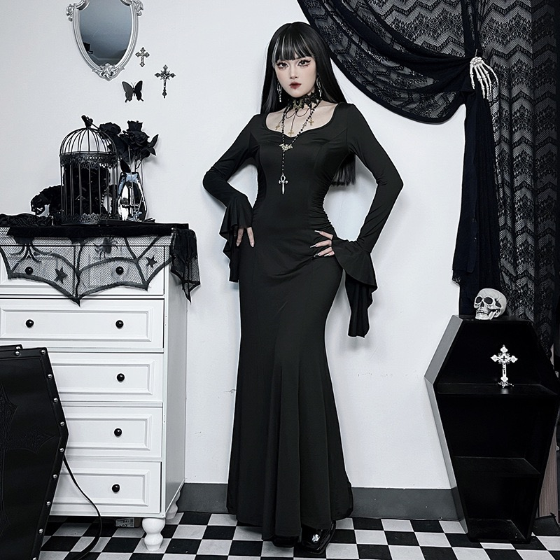 Jual Cos Morticia Halloween Elegant Gothic Dress 8189 (S/M/L) | Shopee ...