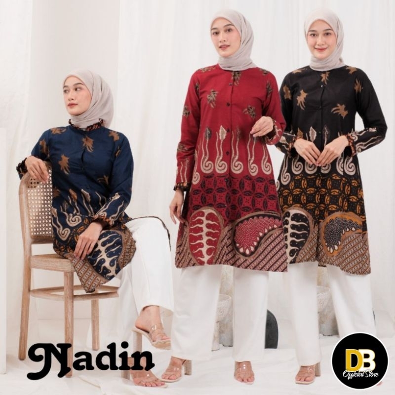 Jual Atasan Tunik Batik Wanita Nadin M L XL XXL XXXL XXXXL / Baju Batik Katun Wanita Kantor ...