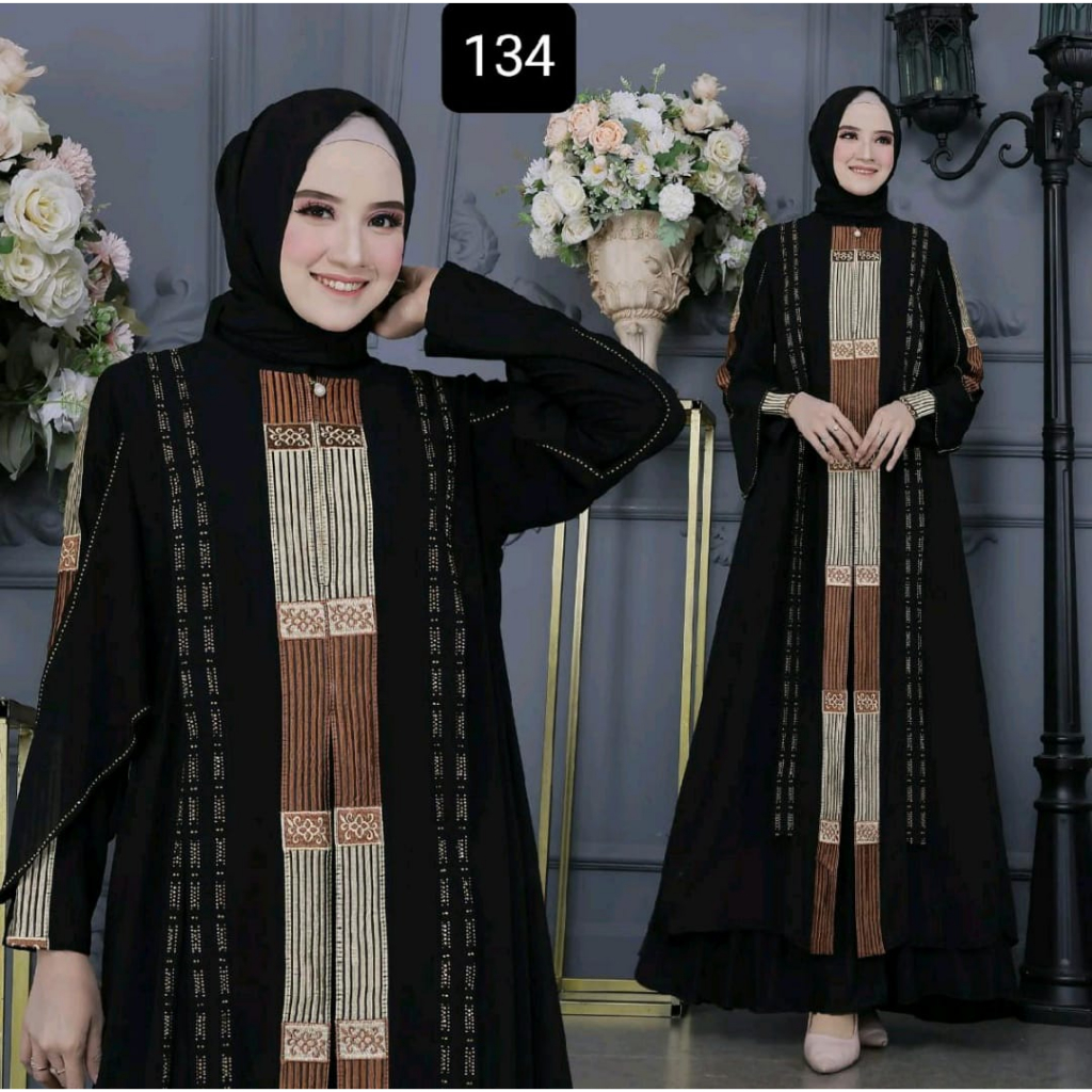 Jual Abaya premium terbaru gamis arab abaya turkey bordir 134 | Shopee ...