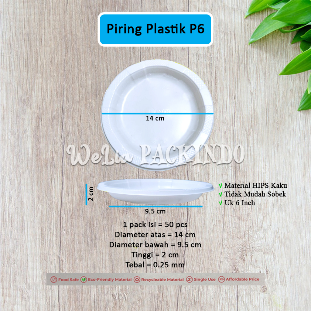 Jual [50 Pcs] Piring Plastik Oripack P6 / Disposable Plates / Piring ...