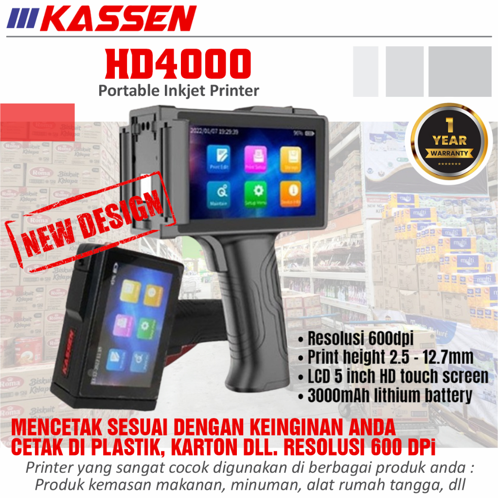 Jual Printer Pinter Kassen HD4000 / HD-4000 Portable Handheld Inject ...