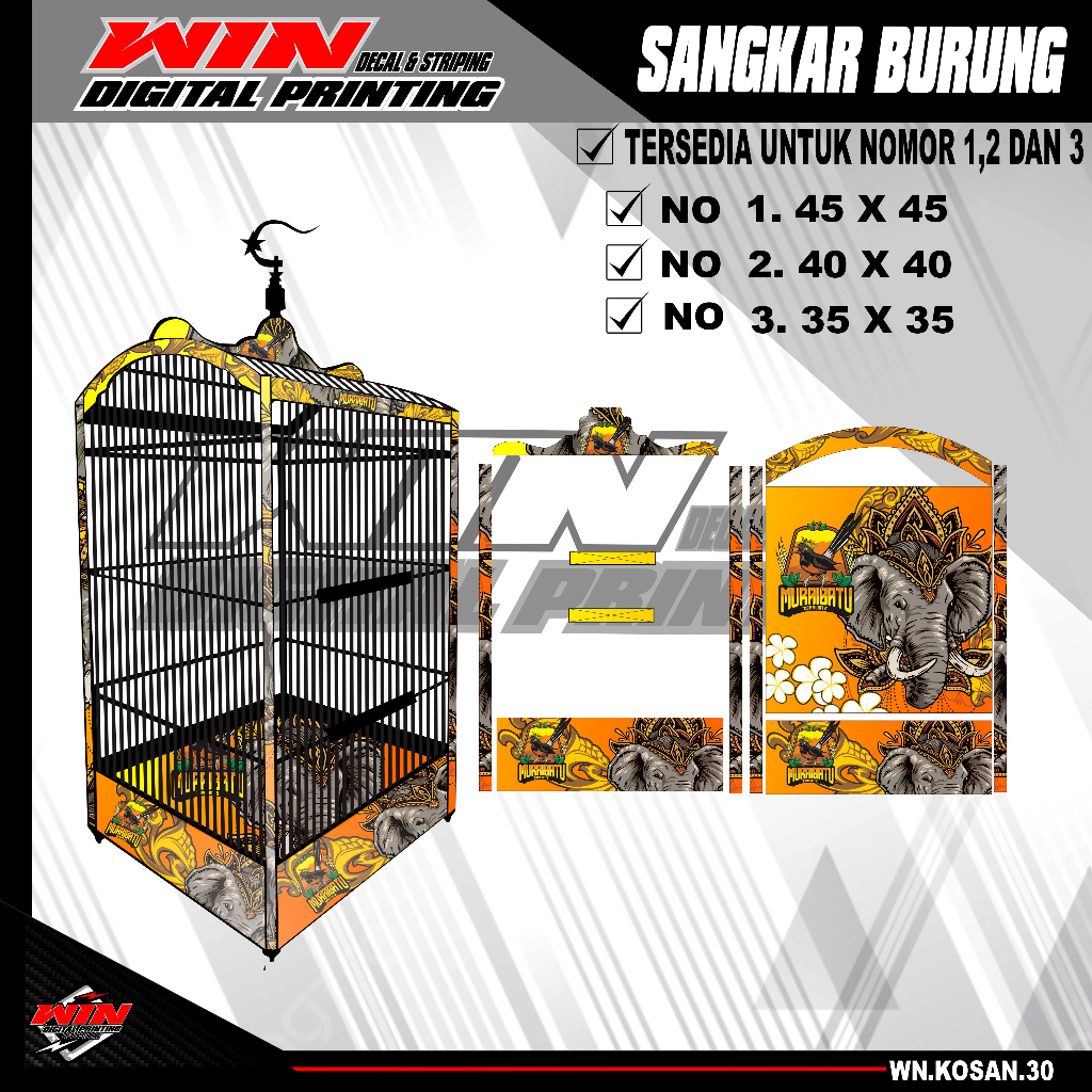 Jual Stiker Decal Sangkar Burung Kotak, Kosan, Persegi, Ebod No. 1, 2 ...