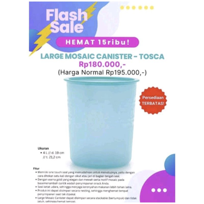Jual Large Mosaic Canister 4L Tupperware | Shopee Indonesia