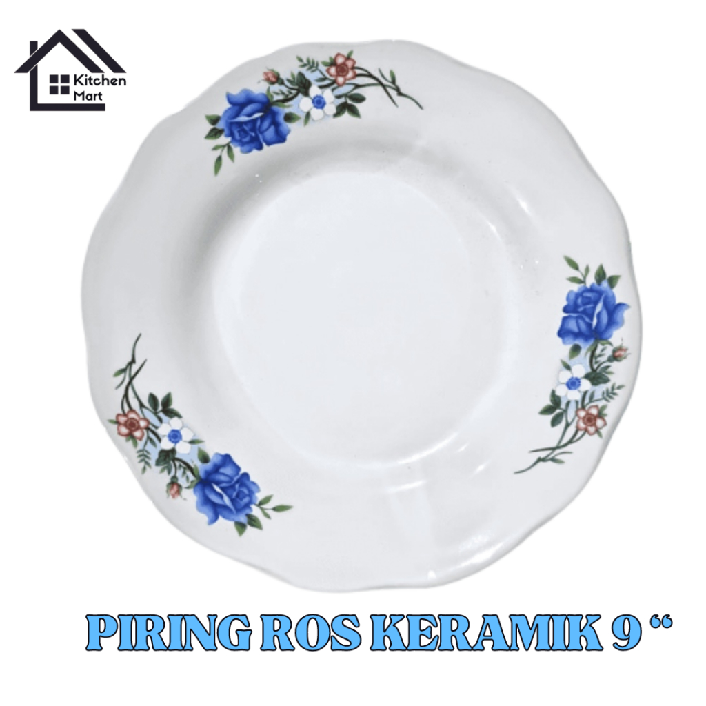 Jual 12 PCS Piring Makan Keramik Rose Biru Lucky 6/7 Inch Keramik ...