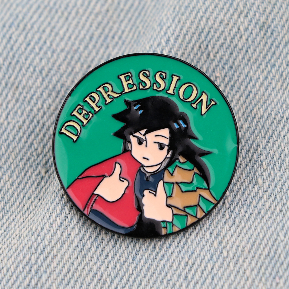 Jual GIYU DEPRESSION demon slayer kecil pin bros LUCU, hiasan tas, baju ...
