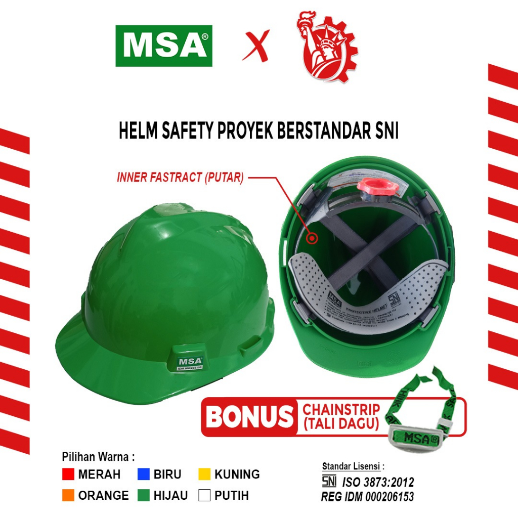 Jual Helm Proyek Kerja Safety MSA Standart SNI Original + Tali Dagu ...