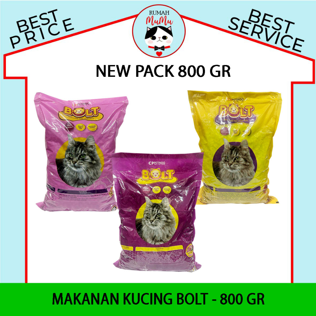 Jual MAKANAN KUCING MERK BOLT Repack 800 GR | Shopee Indonesia