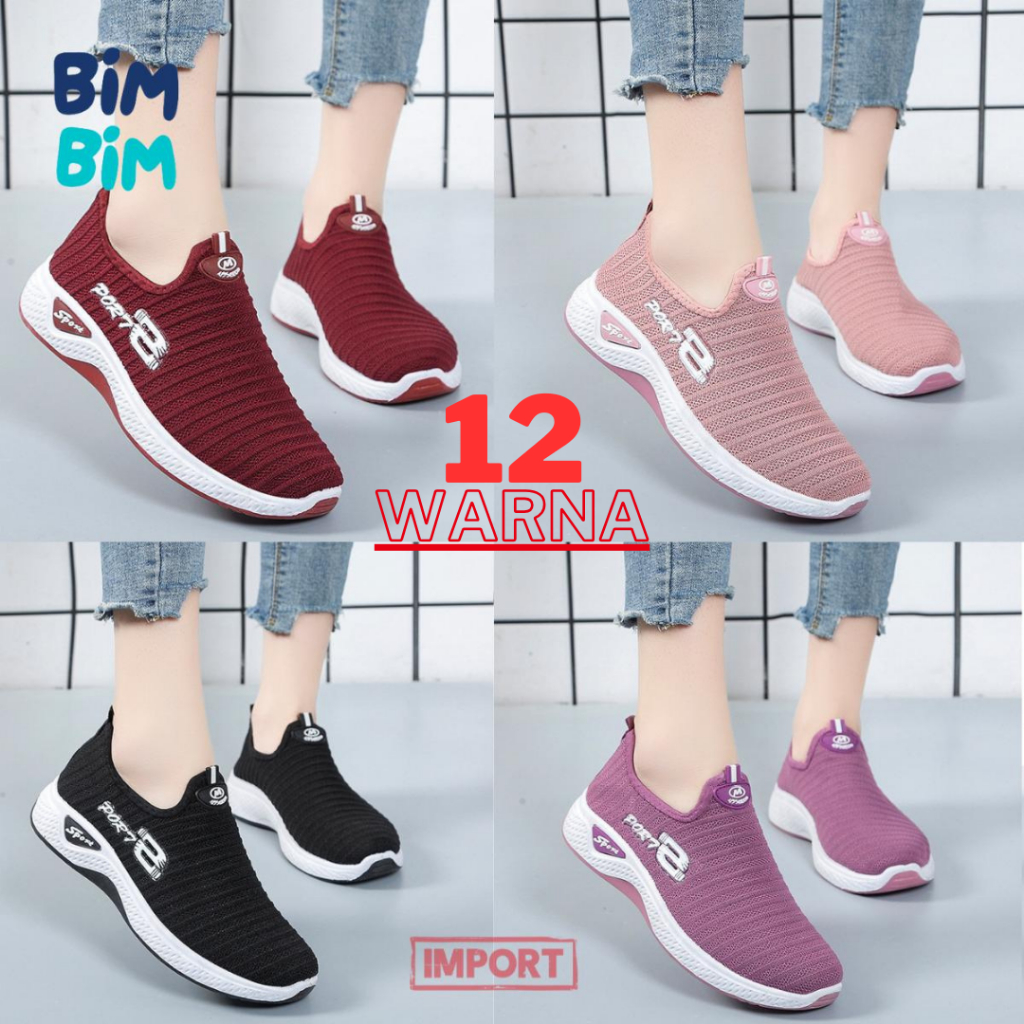 Jual Bimbim Sepatu Slip On Wanita Perempuan Import Olahraga lari sports ...