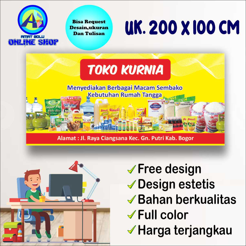 Jual SPANDUK GROSIR TOKO KURNIA UKURAN 200X100 BISA REQUEST | Shopee ...