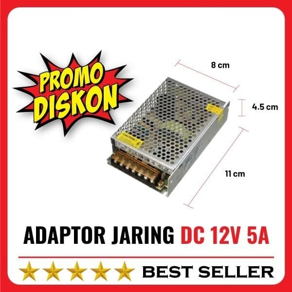 Jual Adaptor Jaring Power Supply 12V 5A 12 v volt For Kamera CCTV Lampu LED | Shopee Indonesia