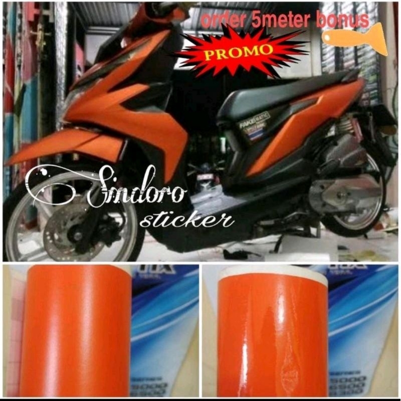 Jual STIKER MOTOR WARNA OREN SEKOTLET MOTOR OREN DOFF/ GLOSY STICKER ...