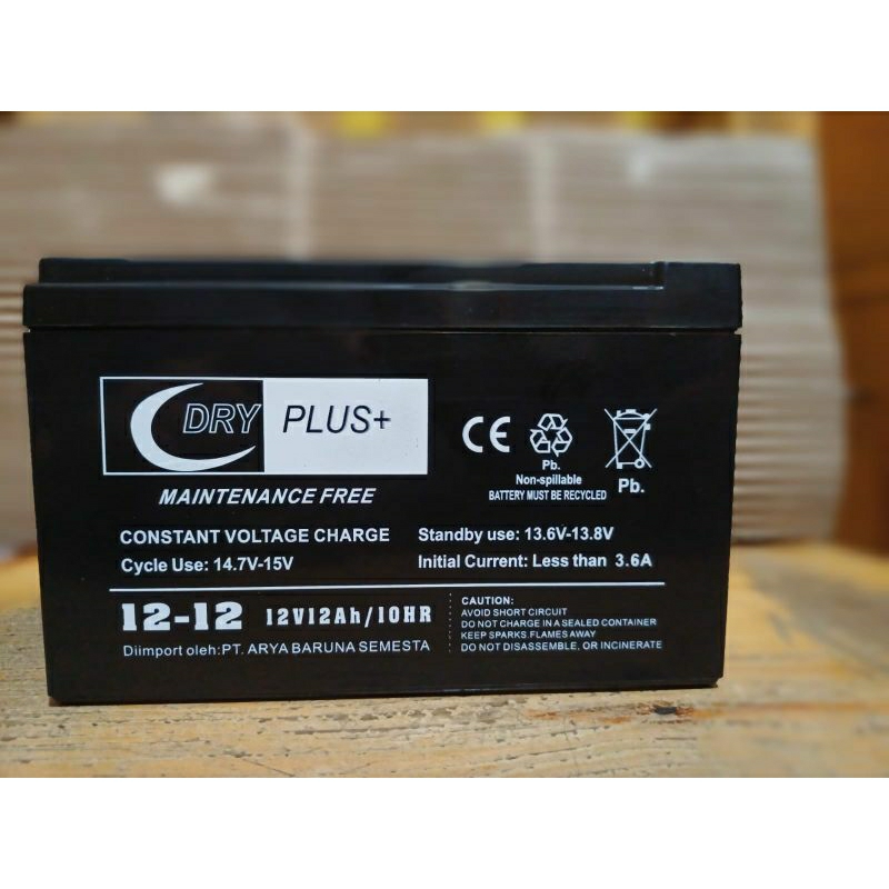 Jual ACCU/ AKI UPS VRLA BUAT SEPEDA LISTRIK DRYPLUS+ 12V-12AH | Shopee ...