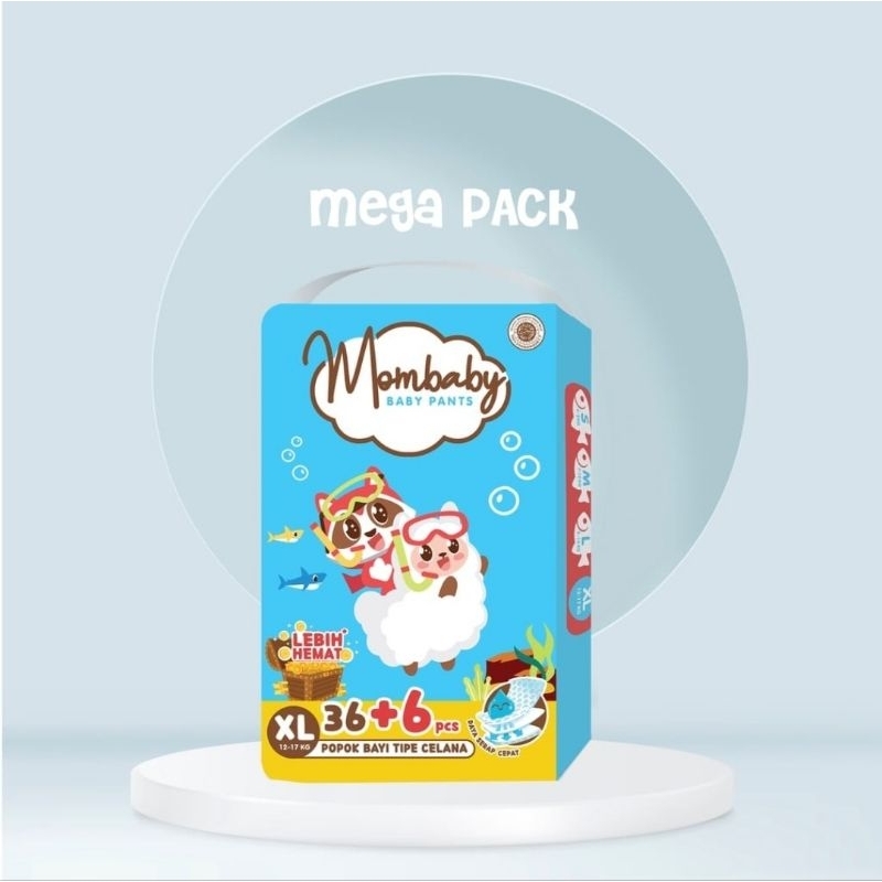 Jual Mombaby PANTS MEGA PACK Diaper Popok || S54+6 M50+6 L42+6 XL36+6 XXL32+6 Mom baby Diaper ...