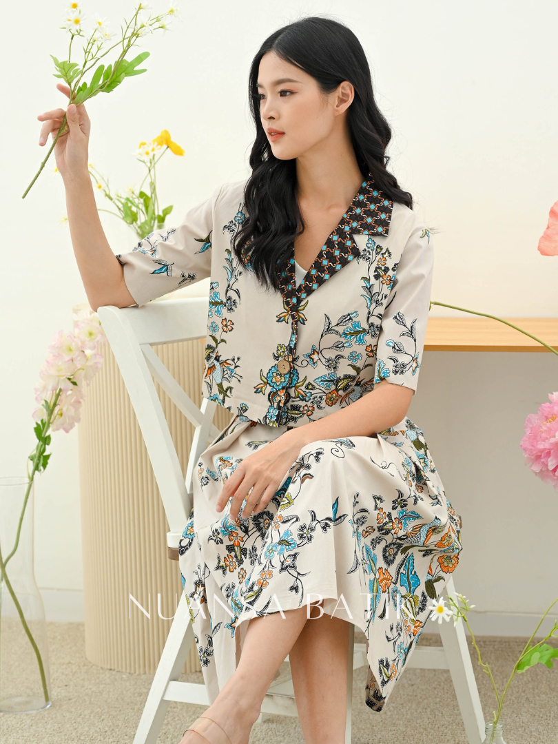 Jual Nuansa Batik Setelan Blouse Crop Batik Lengan Pendek Bahan Katun ...