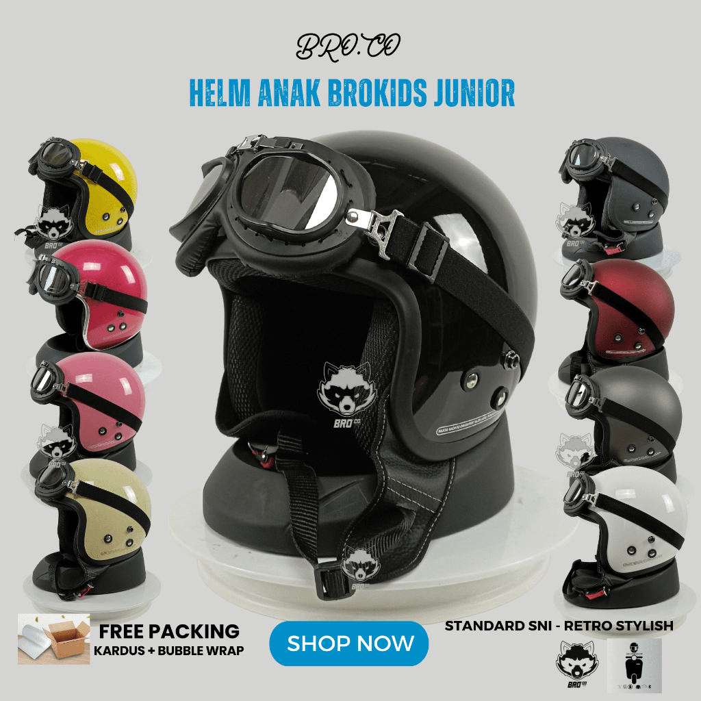 Jual HELM ANAK HALF FACE RETRO BOGO KLASIK ANAK-ANAK KACAMATA GOGGLE ...