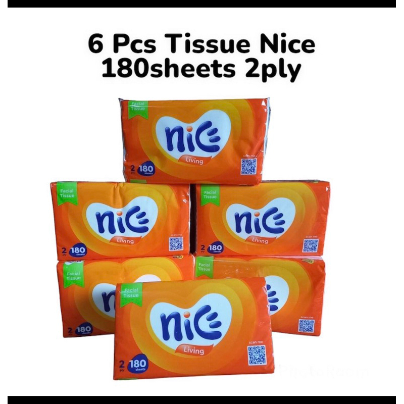 Jual 6 Bungkus NICE 180 sheets 2ply Kemasan Baru Tissue Ti | Shopee ...