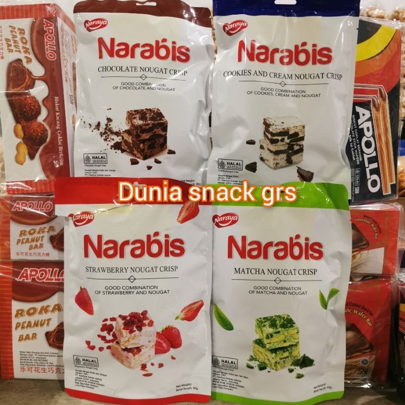 Jual NARABIS NOUGAT 90GR VARIAN COKLAT / STRAWBERRY / MATCHA / COOKIES ...