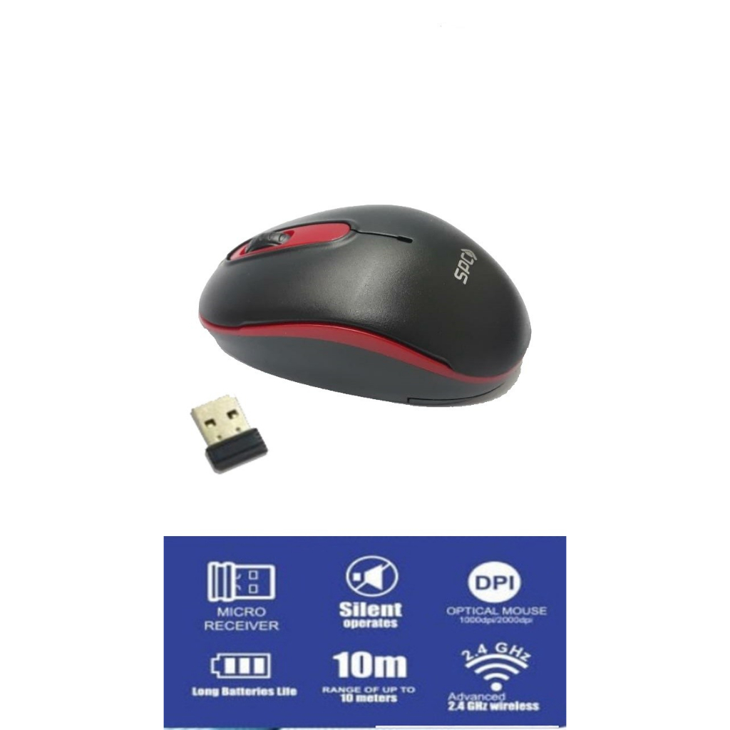 Jual Mouse Wireless Spc Smw 10 Colour Merah | Shopee Indonesia