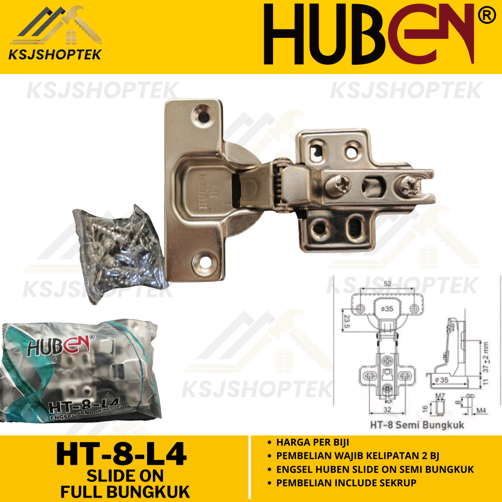 Jual PER biji Huben Engsel Sendok HT / MT 35 mm Set (Slide-On) Lurus ...