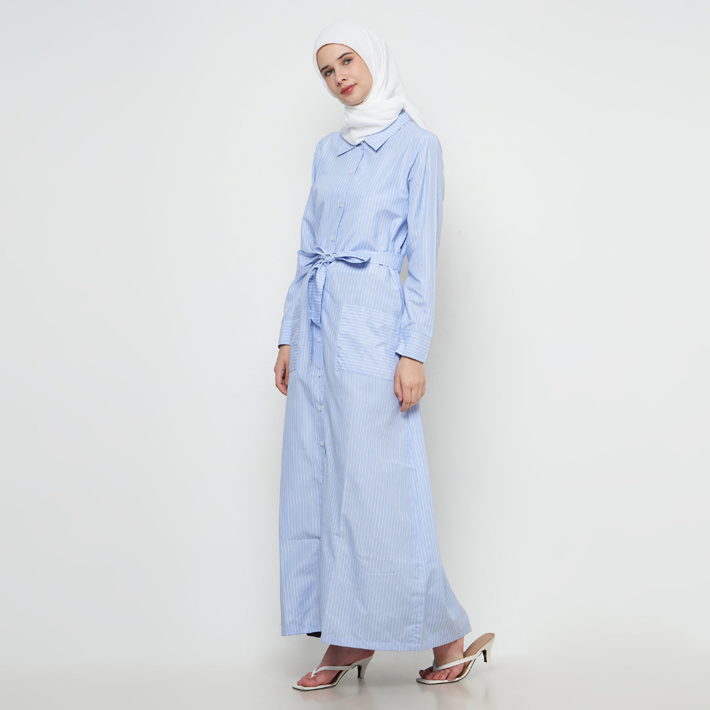 Jual Liana Stripe Dress Premium // Dress Gamis Motif Garis | Shopee Indonesia