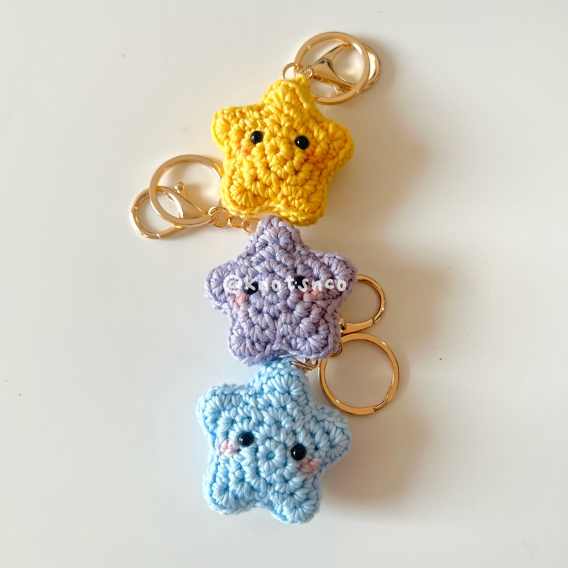 Jual Crochet Cute Star Keychain | Gantungan Kunci Rajut | Bag Charm ...
