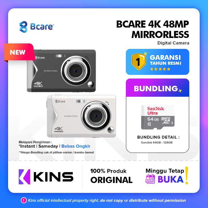 Jual Bcare Mirrorless Pocket Digital Camera 48MP - Kamera Digital 4K 48 ...