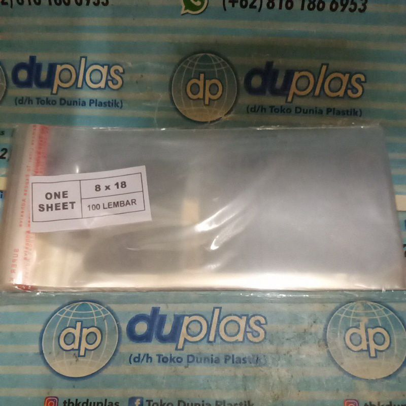 Jual Plastik OPP One Sheet Lembaran 8 x 18 cm Seal Lem isi 100 Lembar ...
