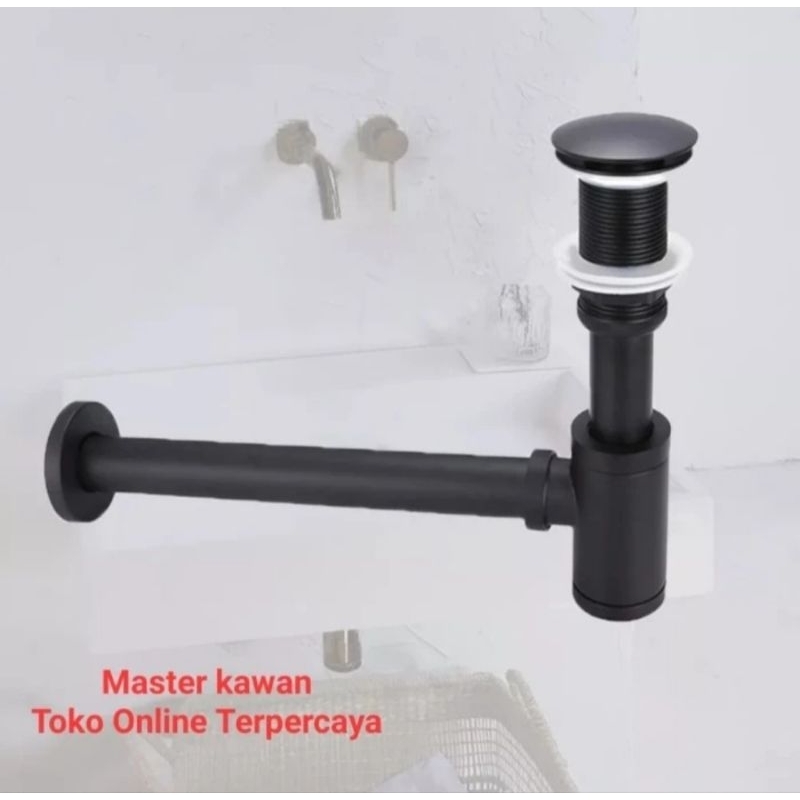 Jual Sifon Wastafel Botol Stainless HITAM + AFUR BLACK /Pembuangan ...