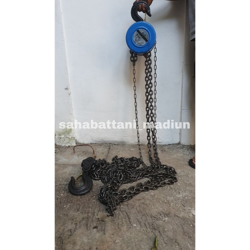 Jual Chain Block 3 T Ton x 5 M Meter Takel Blok Derek Katrol Kerekan ...